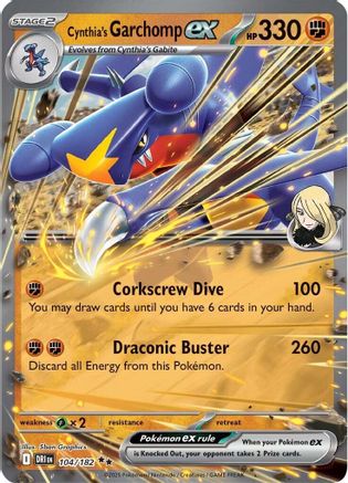 Cynthia's Garchomp ex 104/182 - Holofoil SV10 Destined Rivals - Double ...